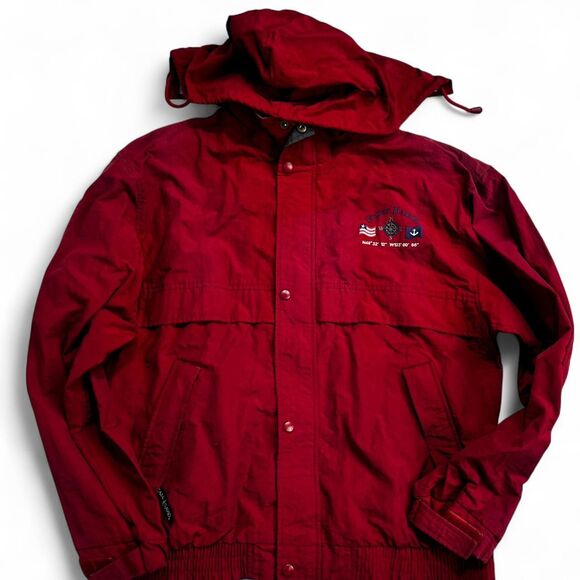 Jackets & Coats | Vintage 9s Camp David Jacket Mens M Red Nylon Hooded ...